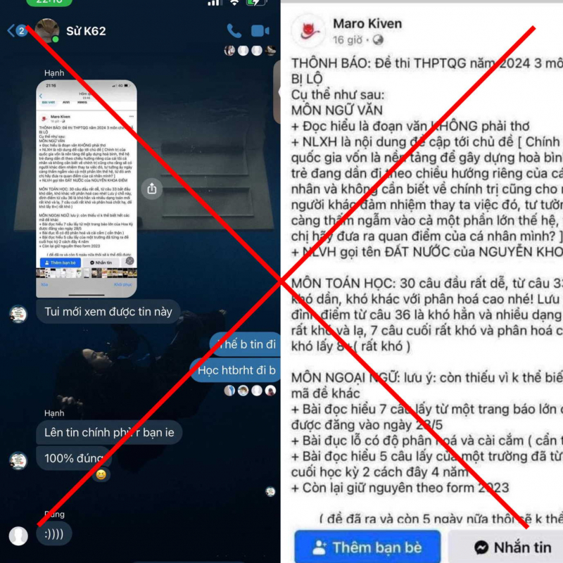 CỤC AN NINH MẠNG ĐÃ XÁC MINH ĐƯỢC CHỦ TÀI KHOẢN PHAO TIN LỘ ĐỀ THI TỐT NGHIỆP THPT 2024