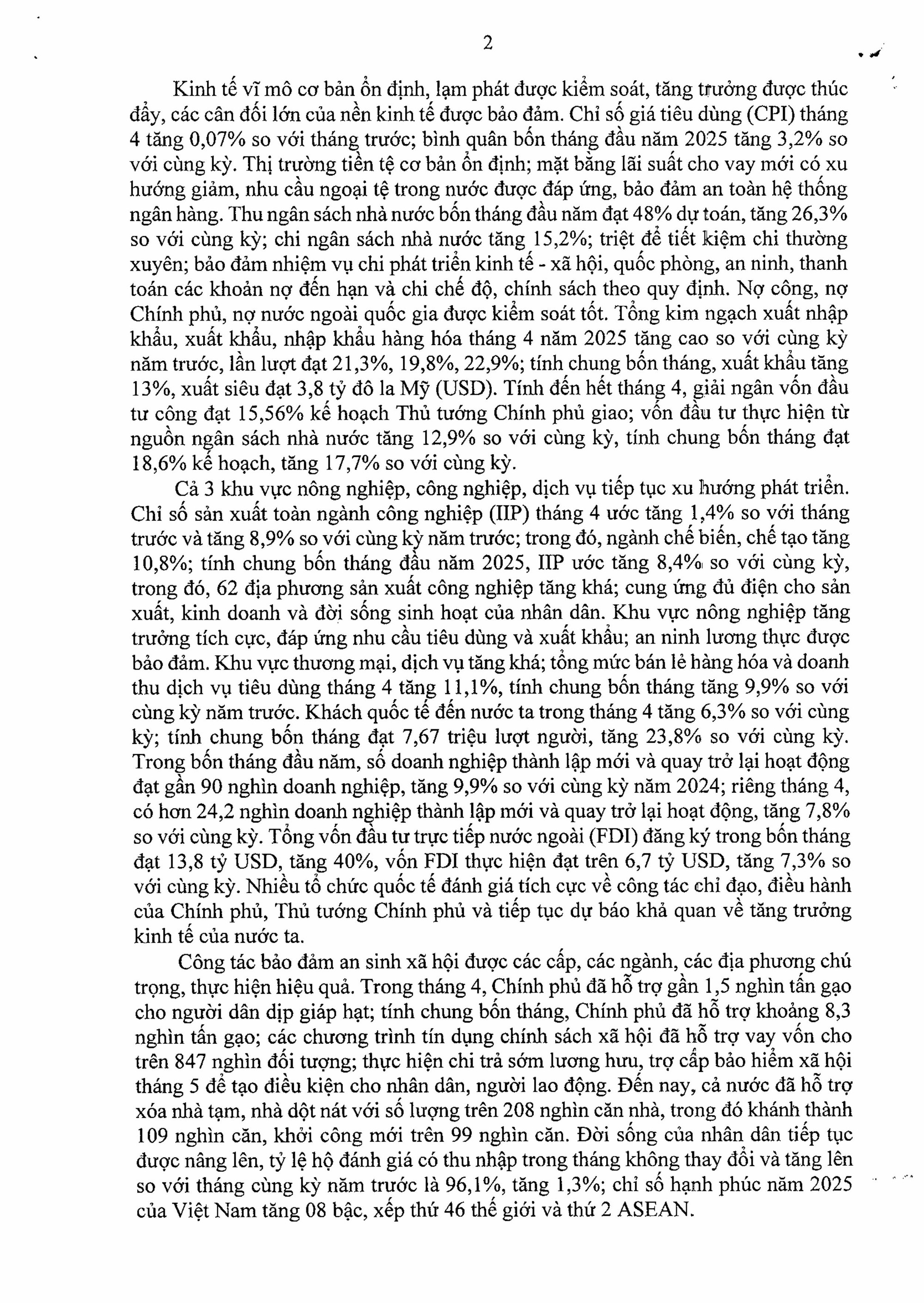 Nghị quyết 124/NQ-CP Phiên họp Chính phủ thường kỳ tháng 4/2025